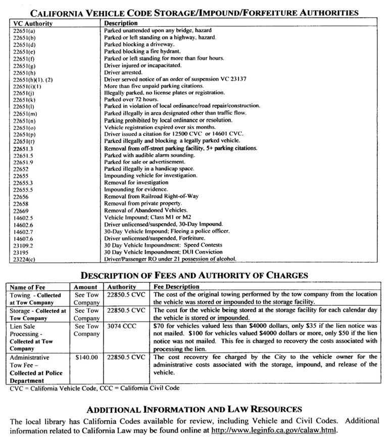 § 22651 CVC - California Impound & Towing Laws
